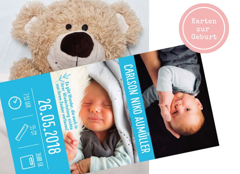 Kreative Geburtskarten zur Geburt und zur Taufe Ihres Babys.